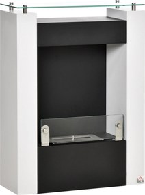 HOMCOM Bioetanolový Krb s Hořákem 1,5 l a Tepelně Odolnou Skleněnou Policí, 3hodinový Čas Hoření, Rozměry 60x20x79cm, Ovládání Plamene a Klíč v Ceně …
