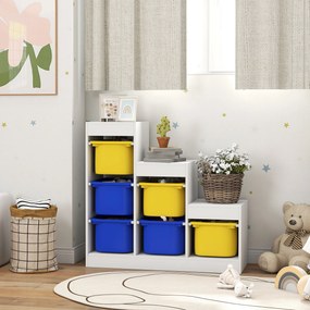 Úložný nábytek pro děti AIYAPLAY se 6 vyjímatelnými boxy, 3 patra, 96 x 38,5 x 90 cm, vícebarevný