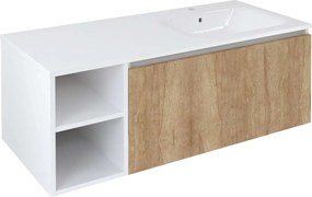 Sapho Lorea - Umyvadlová skříňka 120x46x52 cm, 1x zásuvka, pravá, dub alabama/matná bílá LE090-2231-R-05