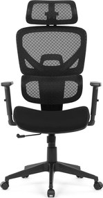 Ergonomická kancelářská židle PLUSHIO - černá síťovina