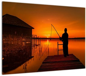 Skleněný obraz rybáře (70x50 cm)