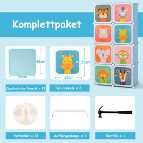 Costway Dětská skříň Dětská s 8 kostkami a závěsným prostorem