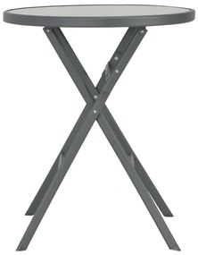 vidaXL Skládací bistro stůl šedý 60 x 70 cm sklo a ocel