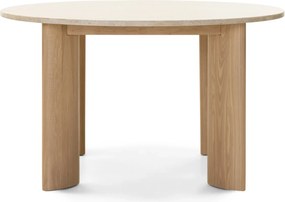 Jídelní stůl Rimley 130 cm z masivu jasan/travertin