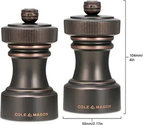ColeMason Hoxton Antique Bronze / Sada mlýnků na sůl a pepř / výška 10