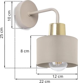 Nástěnné svítidlo Panta, 1x béžové kovové stínítko, g