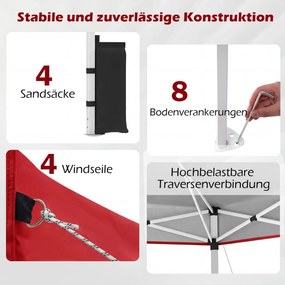 Costway Výsuvný pavilon s 4 pytle s pískem a kolíky a lana skládací – 3 × 3 m