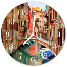 Nástenné skleněné hodiny Benátky fi 30 cm