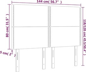 Čelo postele s LED tmavě šedé 144x5x118/128 cm textil 3122283