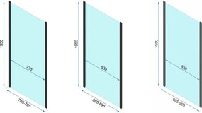 Rea Rapid Swing, 3-stěnový sprchový kout 120 (dveře) x 80 (stěna) x 195 cm, 6mm čiré sklo, černý profil, KPL-009961