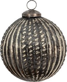 Mosazná antik vánoční skleněná ozdoba koule - Ø 9*9 cm
