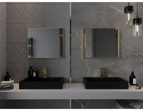 Mexen Loft, obdélníkové koupelnové zrcadlo 60 x 50 cm, barva rámu zlatá lesklá, 9852-060-050-000-50