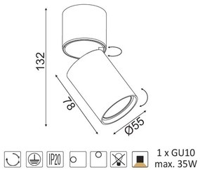 ACA DECOR Stropní bodové svítidlo ELITIS max. 35W/GU10/230V/IP20, černá barva