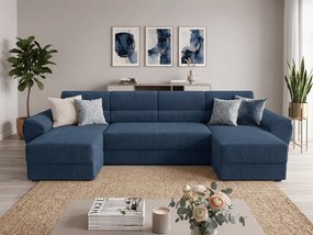 Rozkládací sedací souprava do U TAVERO 321x140 cm, tmavě modrá