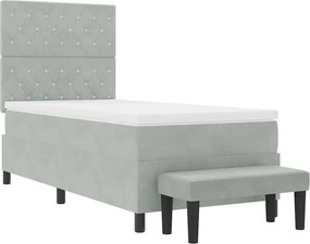 Postel s boxspringem s čelo Světle šedá 190 x 90 cm samet 3344414