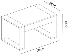 Konferenční stolek RETRO 40x90 cm bílá/hnědá