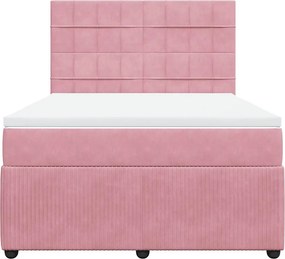 Box spring postel s matrací růžová 140x190 cm samet 3294639
