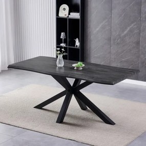 Jídelní stůl 180x90 šedý dub kovová noha ve tvaru hvězdy černý lak HT-F4618 GREY