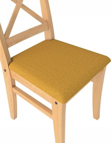 Potah na židli Ingolf s čalouněným sedákem barva žlutá látka pletený vzor