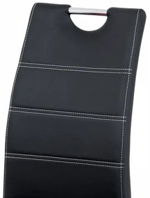 Jídelní židle, černá ekokůže, bílé prošití, kov chrom HC-481 BK
