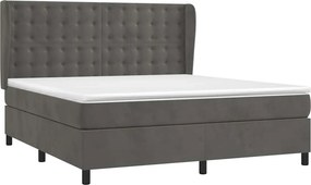 Box spring postel s matrací tmavě šedá 180x200 cm samet 3129466