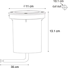 Sada 6 moderních venkovních bodových světel do země černých 35 mm nastavitelných IP65 - Delux