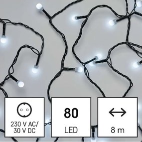 LED Vánoční venkovní řetěz 80xLED/13m IP44 studená bílá