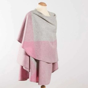 Vlněné pončo z jehněčí vlny Grey Pink Cape - John Hanly