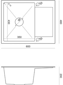 Kuchyňský nerezový dřez QUADRON LUKE 116 + BATERIE 60x48x20 cm