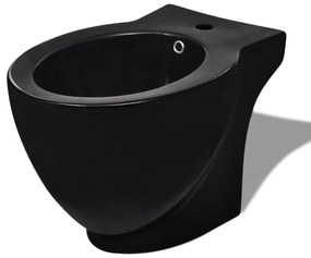 vidaXL Keramický bidet kruhový s otvorem pro baterii, volně stojící - černý