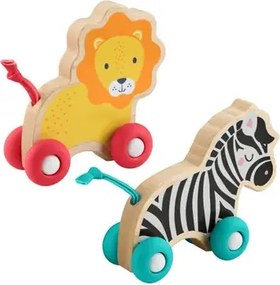 Mattel Fisher Price dřevěná postrkovací lev a zebra / od 6 měsíců