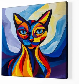 Obraz na plátně - Barevná kočka Absterix FeelHappy.cz Velikost obrazu: 140 x 140 cm