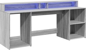 Psací stůl s LED šedý sonoma 200 x 55 x 91 cm kompozitní dřevo 3309443