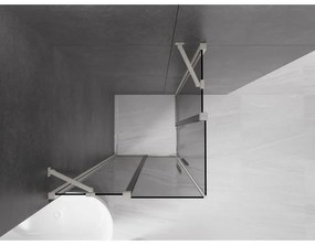 Mexen Velar Duo, sprchový kout s posuvnými dveřmi 90 x 90 cm, 8mm šedé sklo, broušená ocel, 871-090-090-42-97