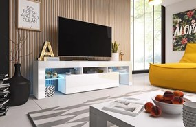 Moderní TV stolek Tropez 158cm, bílá/bílý lesk
