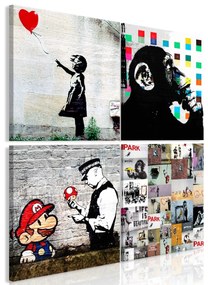 Obraz - Banksy Collage (4 Parts)