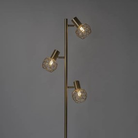 Designová stojací lampa zlatá 3-světlo nastavitelná - Mesh
