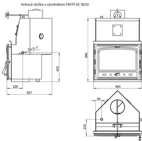 Krbová vložka s teplovodním výměníkem PRITY AC W20