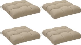 Souprava 4 zahradních polštářů Outsunny, prošívané venkovní polštáře, 10 cm výplň s vázáním, rozměr 48Š x 48H cm, Khaki