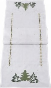 Vánoční běhoun na stůl EVERGREEN CHARM 40x140 cm, bílý