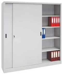 No brand  Kovová spisová skříň s posuvnými dveřmi, 8 polic, 200 x 180 x 45 cm