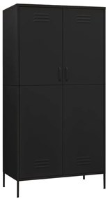 Šatní skříň černá 90 x 50 x 180 cm ocel - Default Title