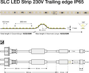 SLC S17106 LED pásek 230V 8W/m 800lm/m 2700K Ra80 stmívatelný IP65 10m - TLG