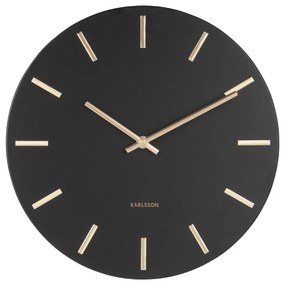Černé nástěnné hodiny s ručičkami ve zlaté barvě Karlsson Charm, ø 30 cm