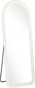 HOMCOM celoplošný zrcadlo 160 x 60 cm, oblouk, stojací nebo nástěnné zrcadlo, flanelový rám, Krémová