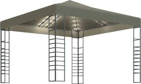 Zahradní altán se světelnými LED řetězy 3 x 3 m taupe 3070309