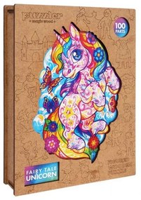 Puzzle dřevěné, barevné - Pohádkový jednorožec