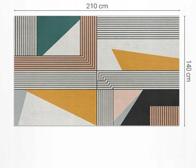 Wallfluent Vinylový Koberec Domů Geometrická lineární abstrakce Bauhaus 140x210 cm