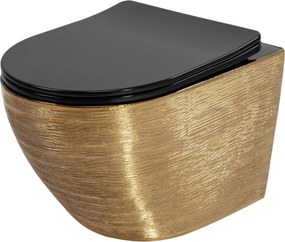 Závěsná WC mísa Rea Carlo Mini Tornado Black Brush Gold