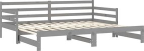 Výsuvná denní postel 2 × (90x200 cm) šedá masivní borové dřevo 3083661
